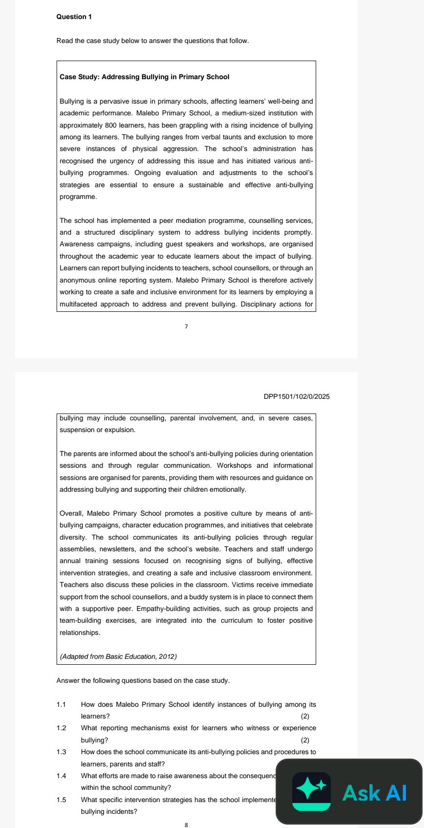 Question 1 Read the case study below to | StudyX