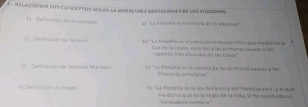 7.- RELACIONAR LOS CONCEPTOS SEGÚN LA | StudyX