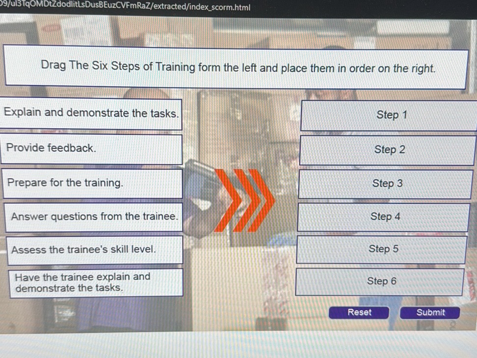 Drag The Six Steps of Training form the left