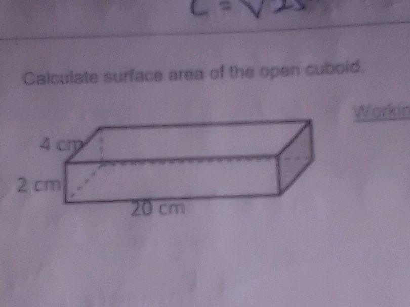 Calculate surface area of the open cuboid 4 | StudyX