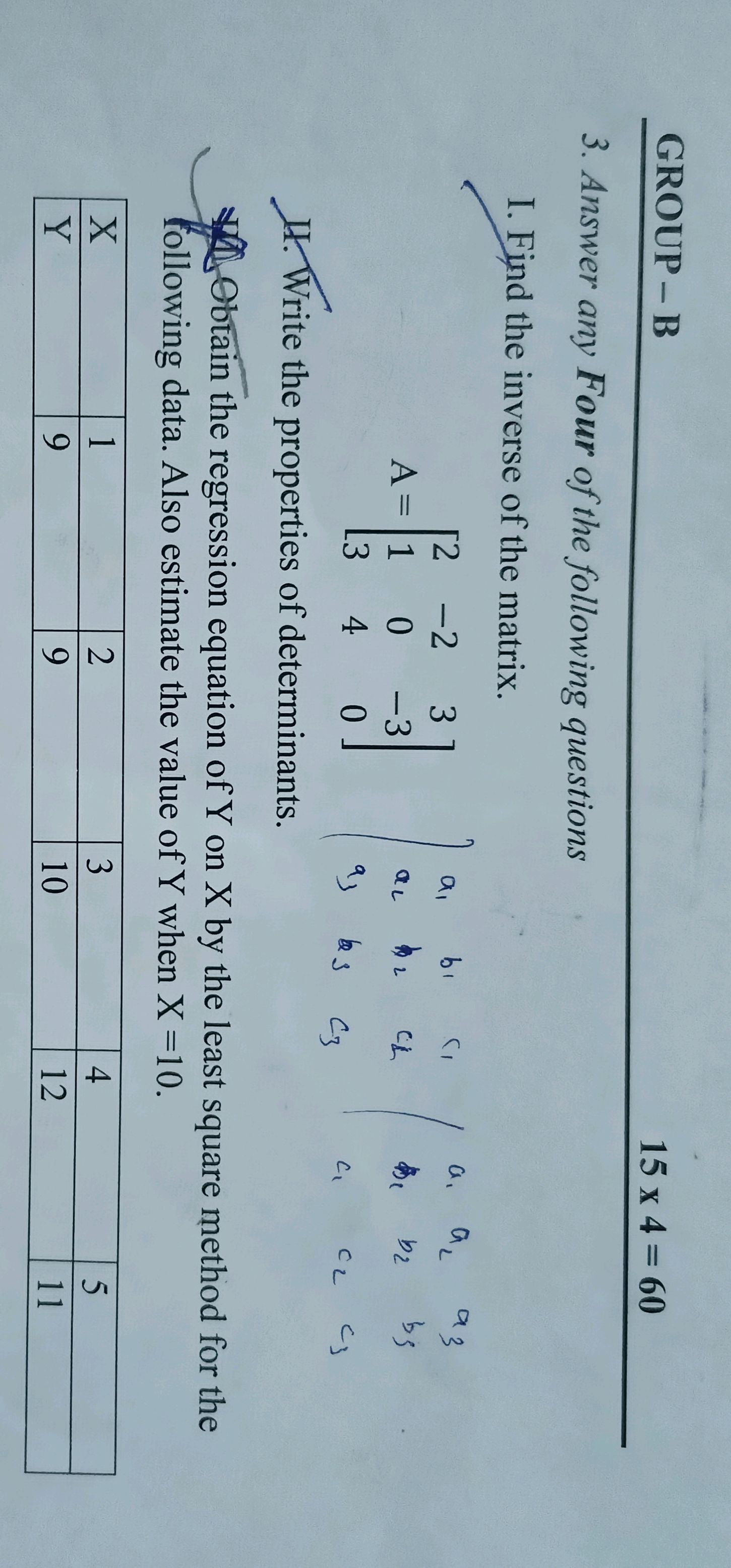 I. Find the inverse of the matrix. $A = 2 | StudyX