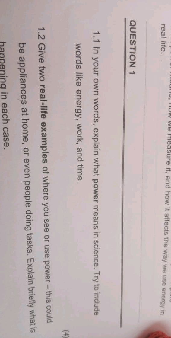 QUESTION 1 1.1 In your own words, explain | StudyX