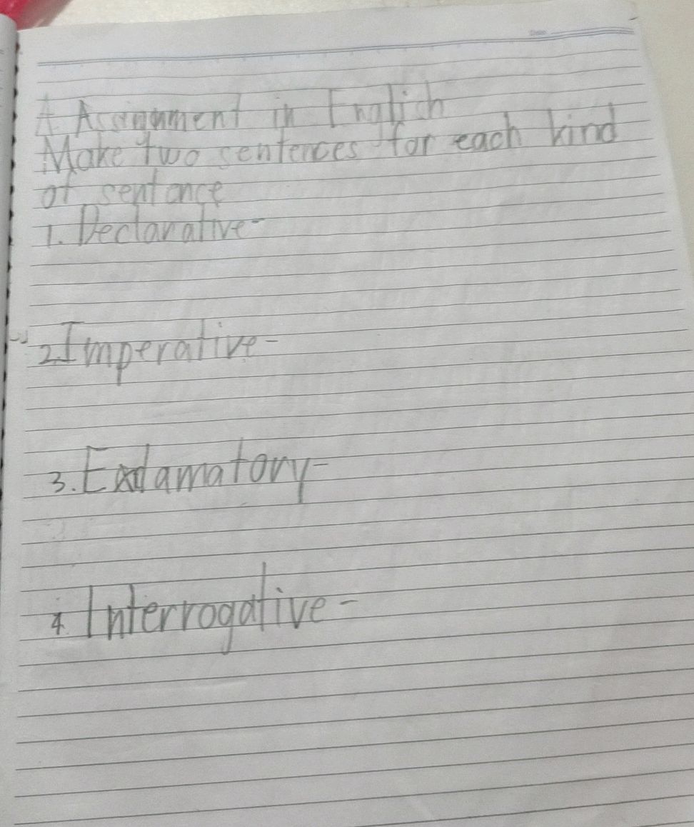 A Assignment in English Make two sentences | StudyX