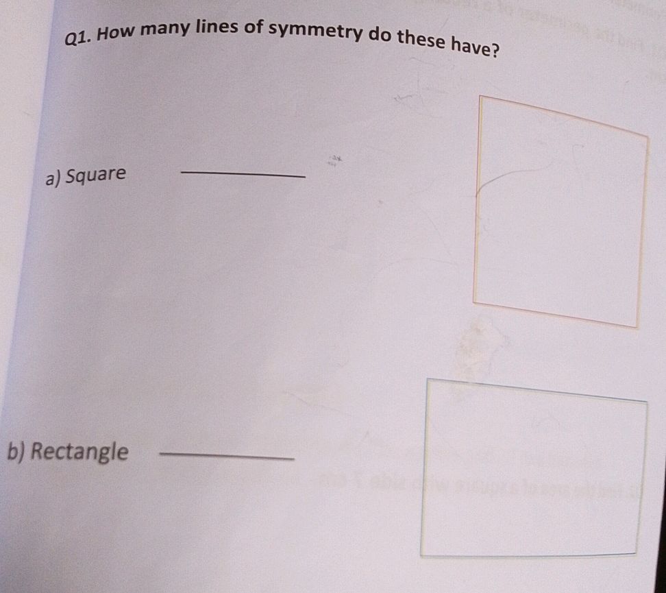 Q1. How many lines of symmetry do these | StudyX