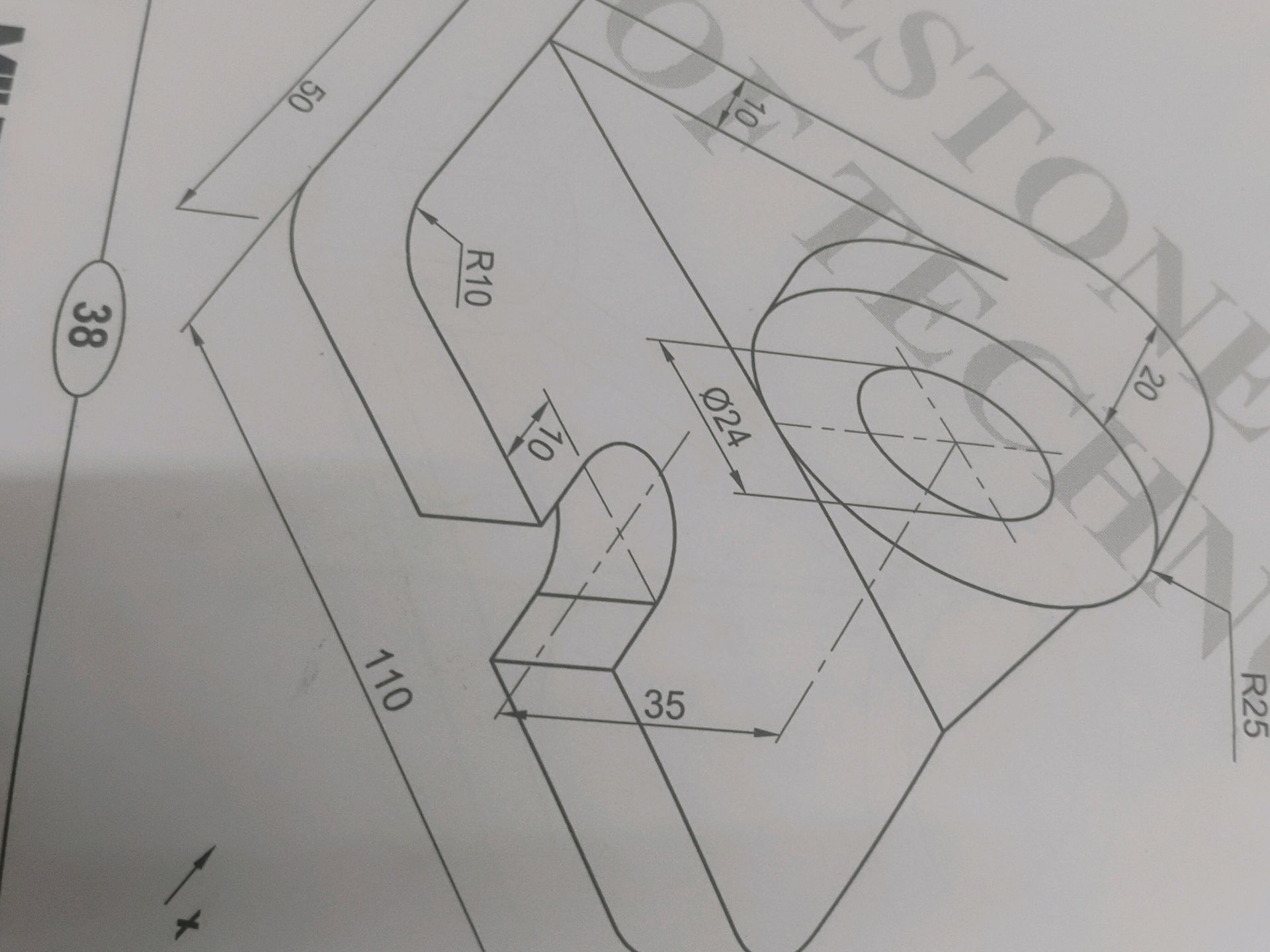 The image is a 2D engineering drawing with | StudyX