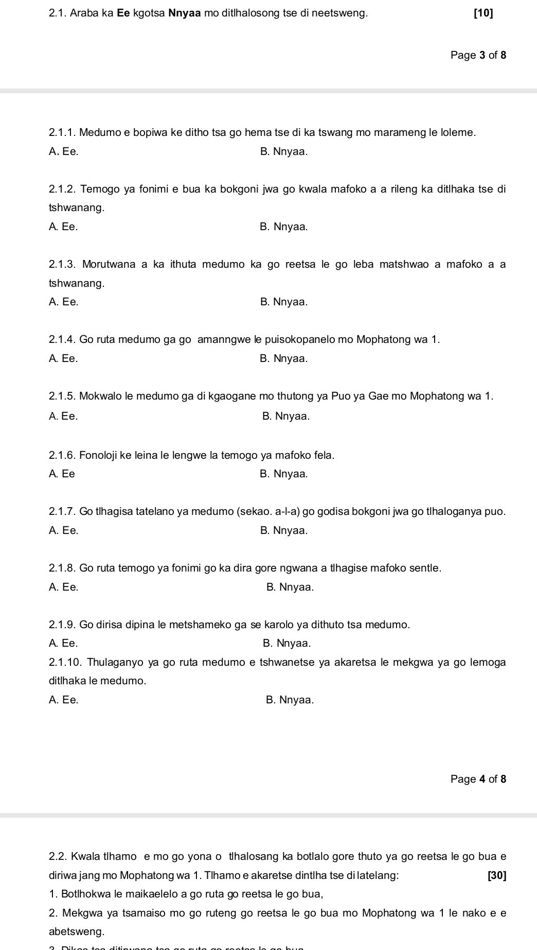 2.1. Araba ka Ee kgotsa Nnyaa mo | StudyX