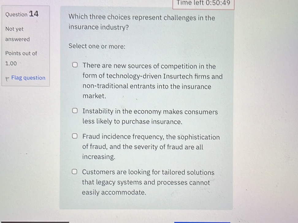 Which three choices represent challenges in | StudyX