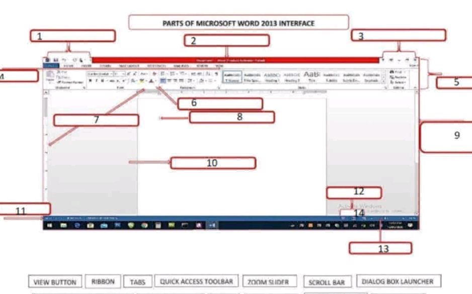 PARTS OF MICROSOFT WORD 2013 INTERFACE 1 2 | StudyX
