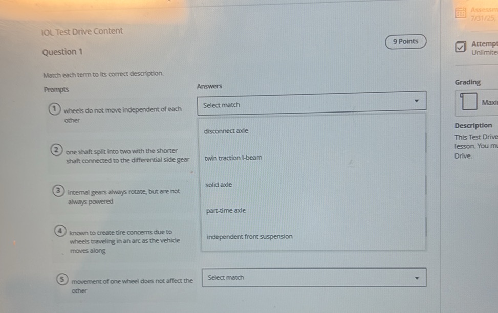 Match each term to its correct description. | StudyX