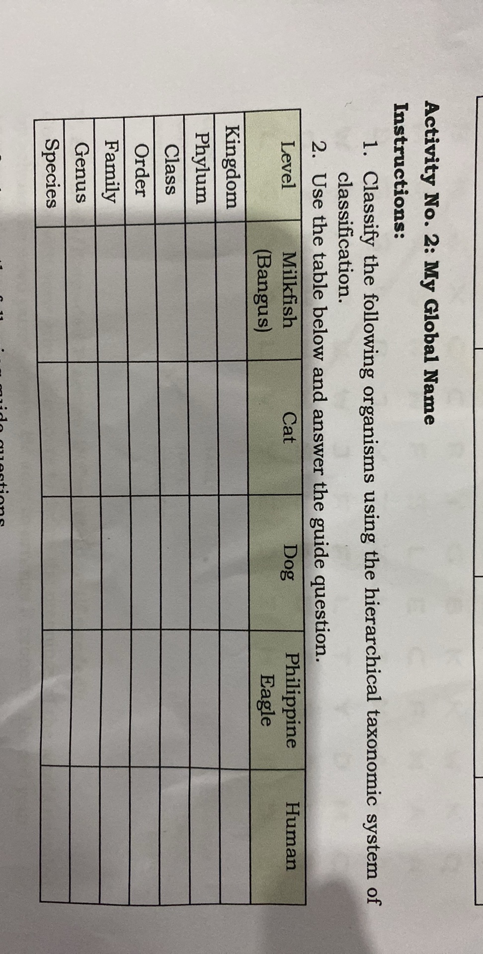Activity No. 2: My Global Name | StudyX