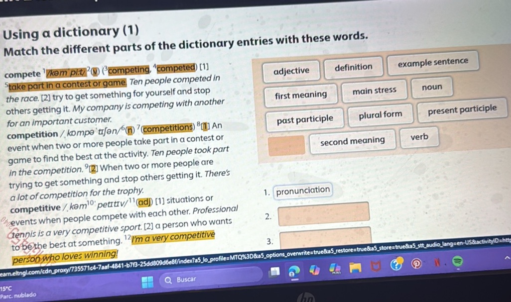 Match the different parts of the dictionary | StudyX