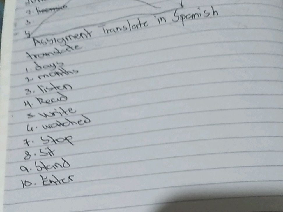Assignment translate in Spanish trandate 1. | StudyX