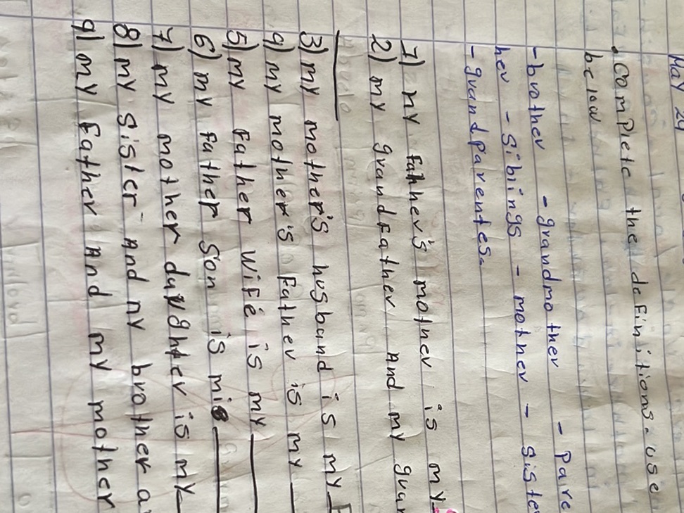 Complete the definitions. use below - | StudyX