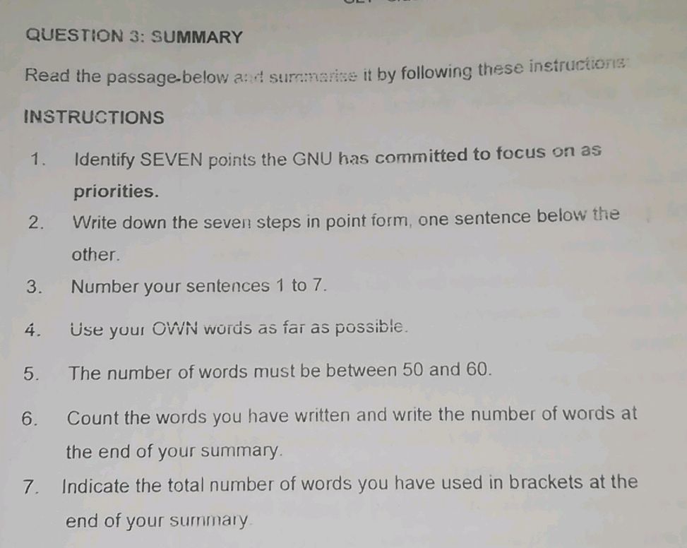 QUESTION 3: SUMMARY Read the passage below