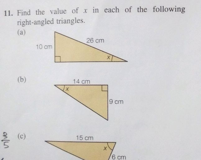11. Find the value of *x* in each of the | StudyX