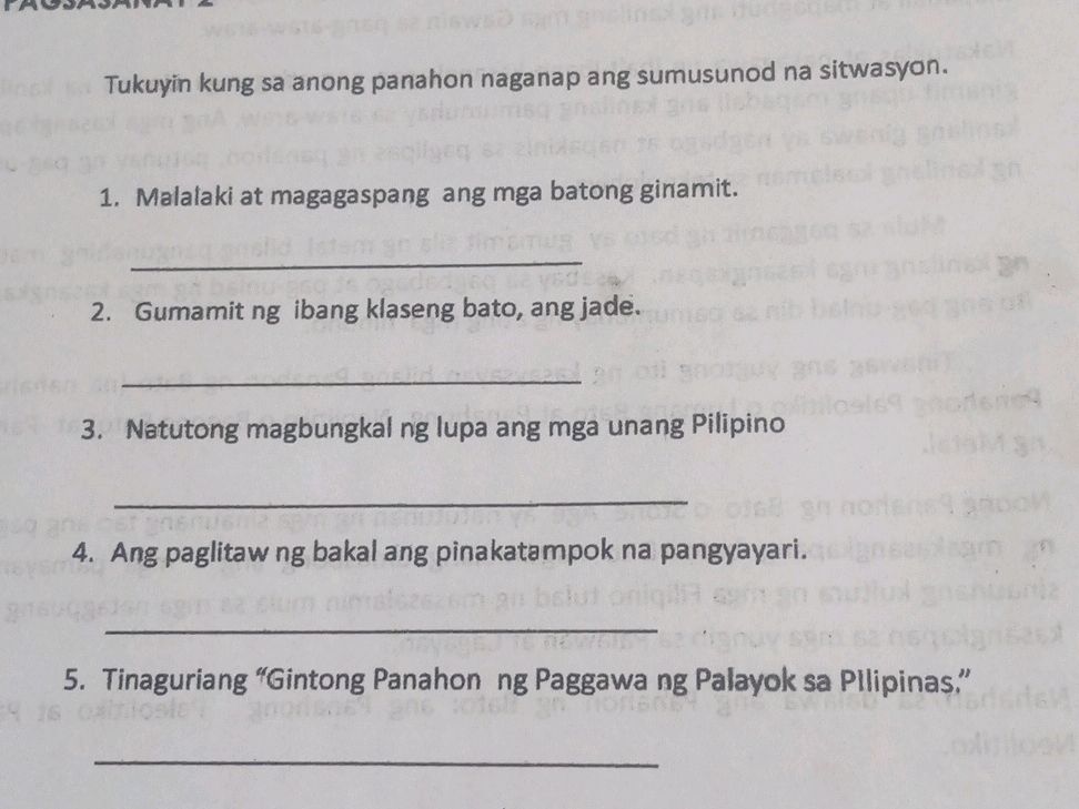 Tukuyin kung sa anong panahon naganap ang | StudyX