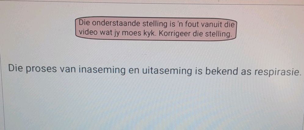 Die onderstaande stelling is 'n fout vanuit