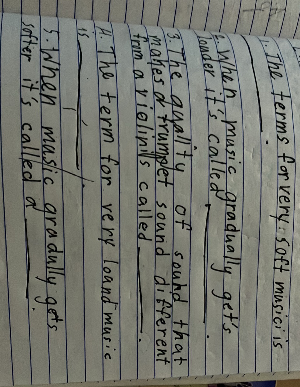 1. The terms for very soft music is 2. When | StudyX