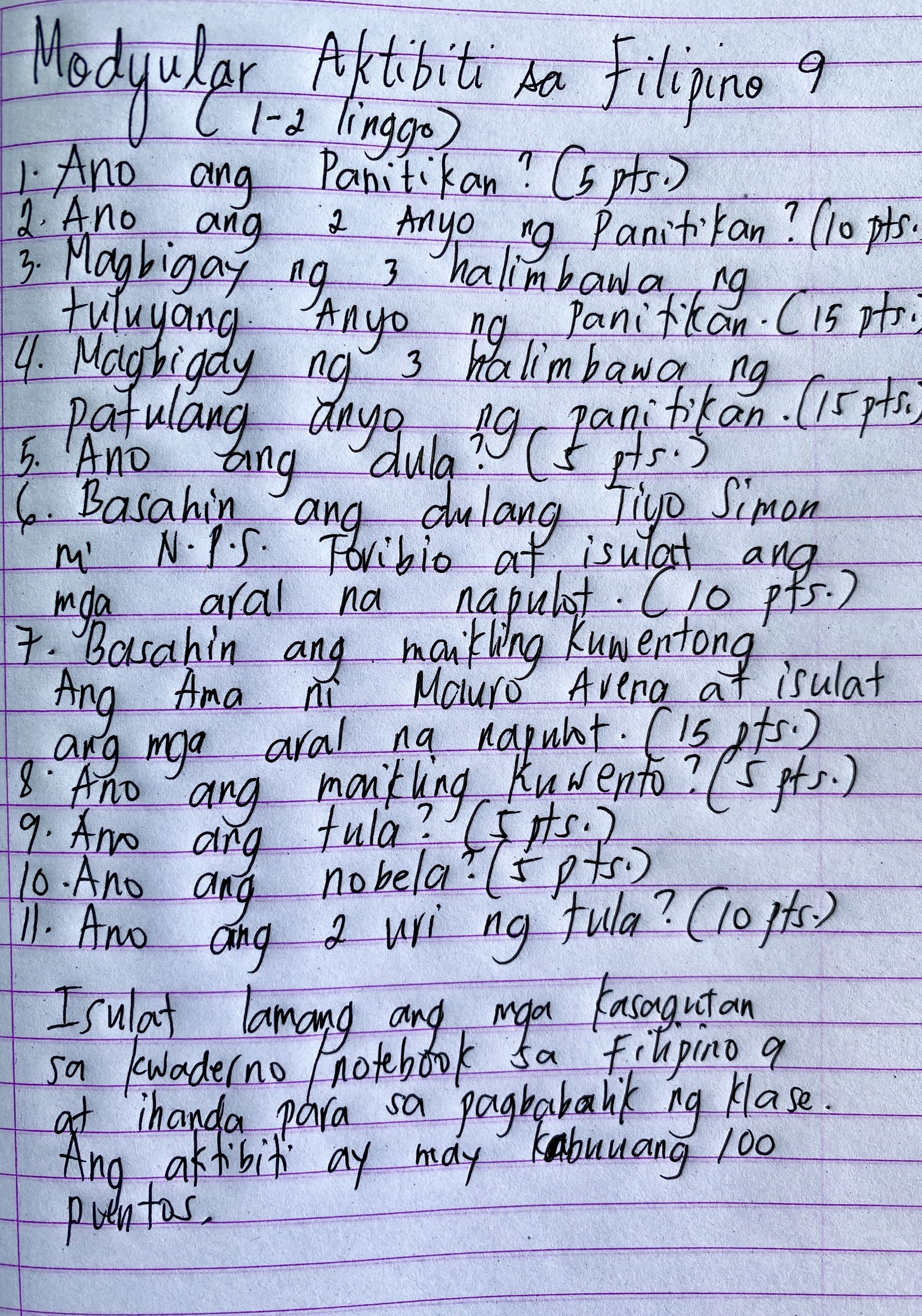 1. Ano ang Panitikan? (5 pts.) 2. Ano ang 2 | StudyX