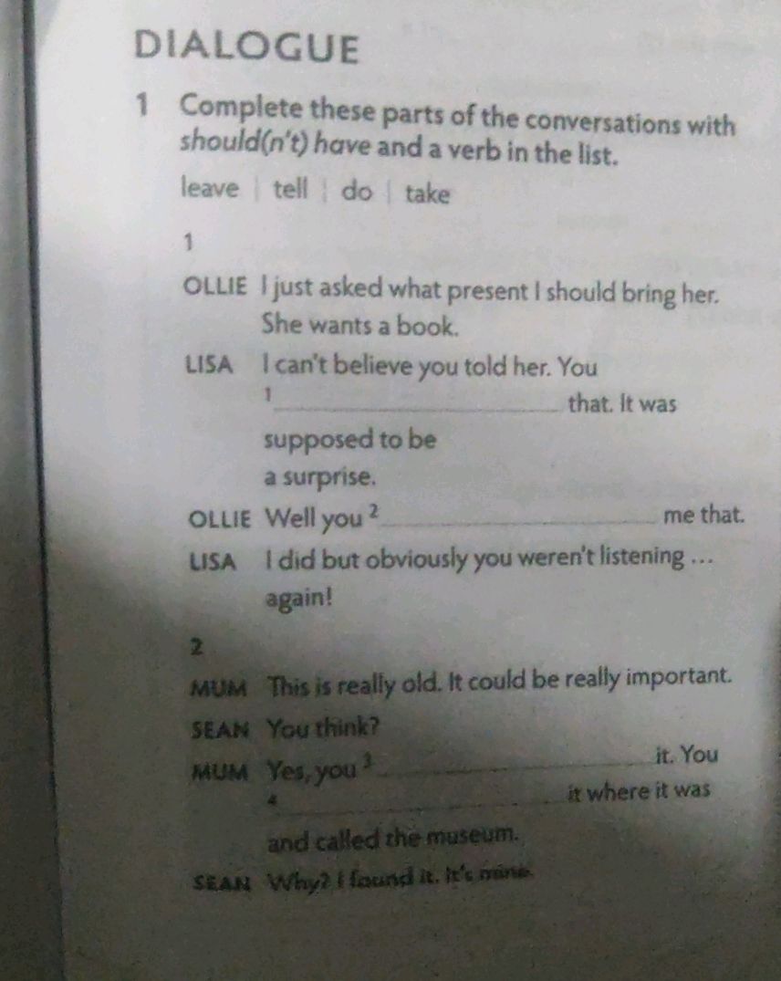 1 Complete these parts of the conversations | StudyX