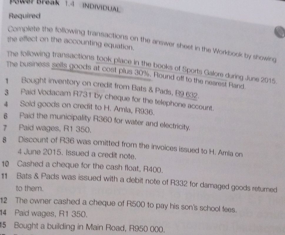 Complete the following transactions on the | StudyX