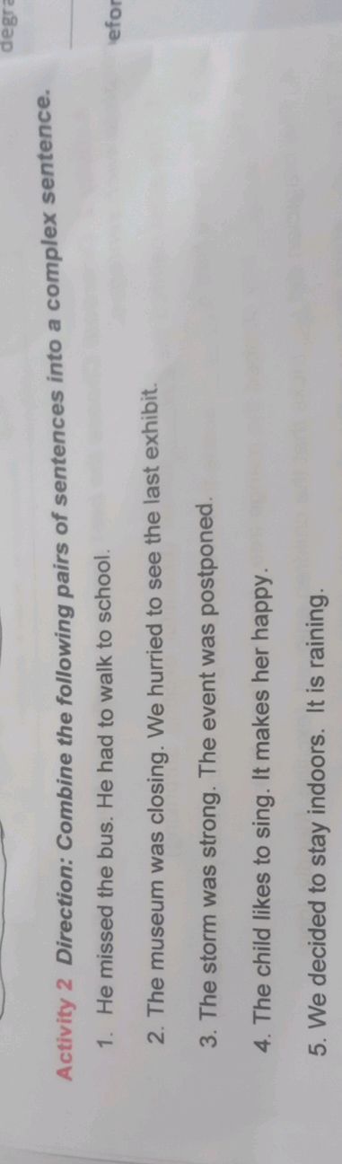 Activity 2 Direction: Combine the following | StudyX