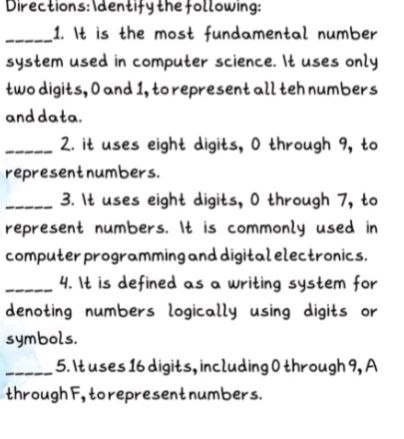 Directions: Identify the following: 1. It | StudyX