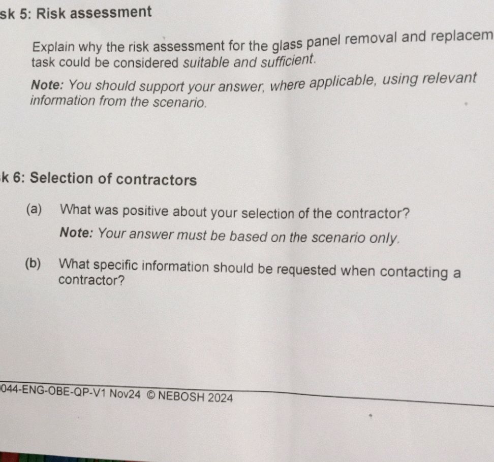 Task 5: Risk assessment Explain why the risk | StudyX