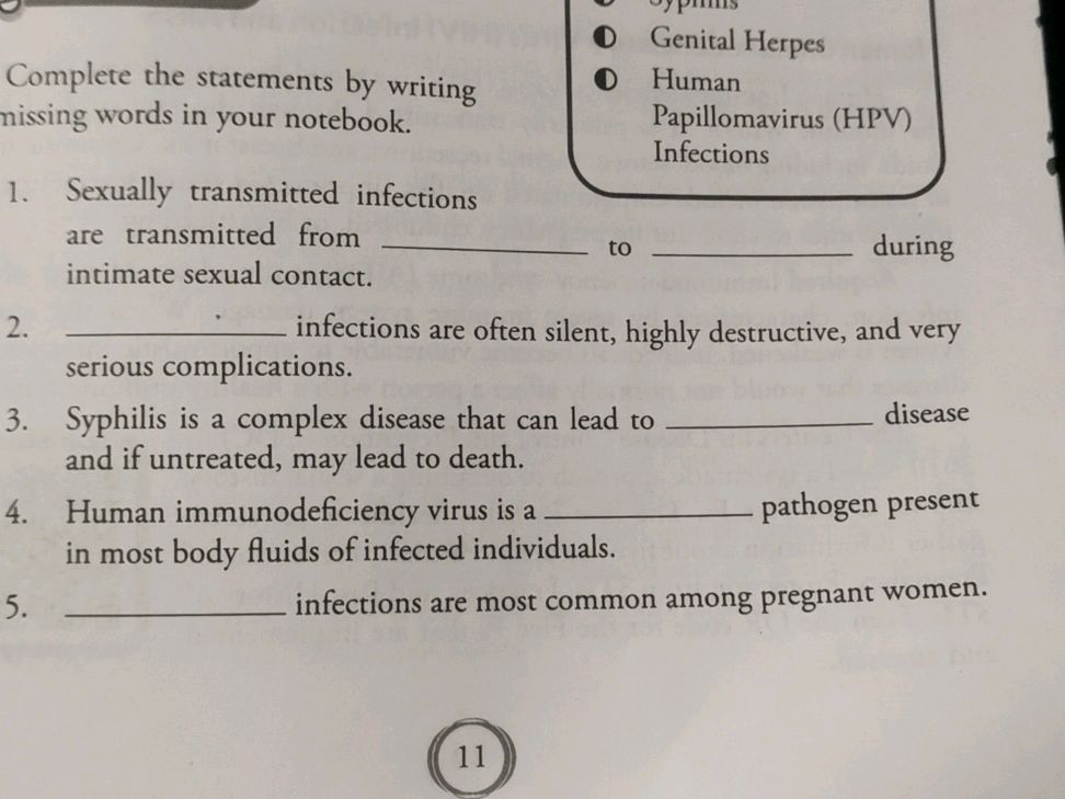 Complete the statements by writing missing | StudyX