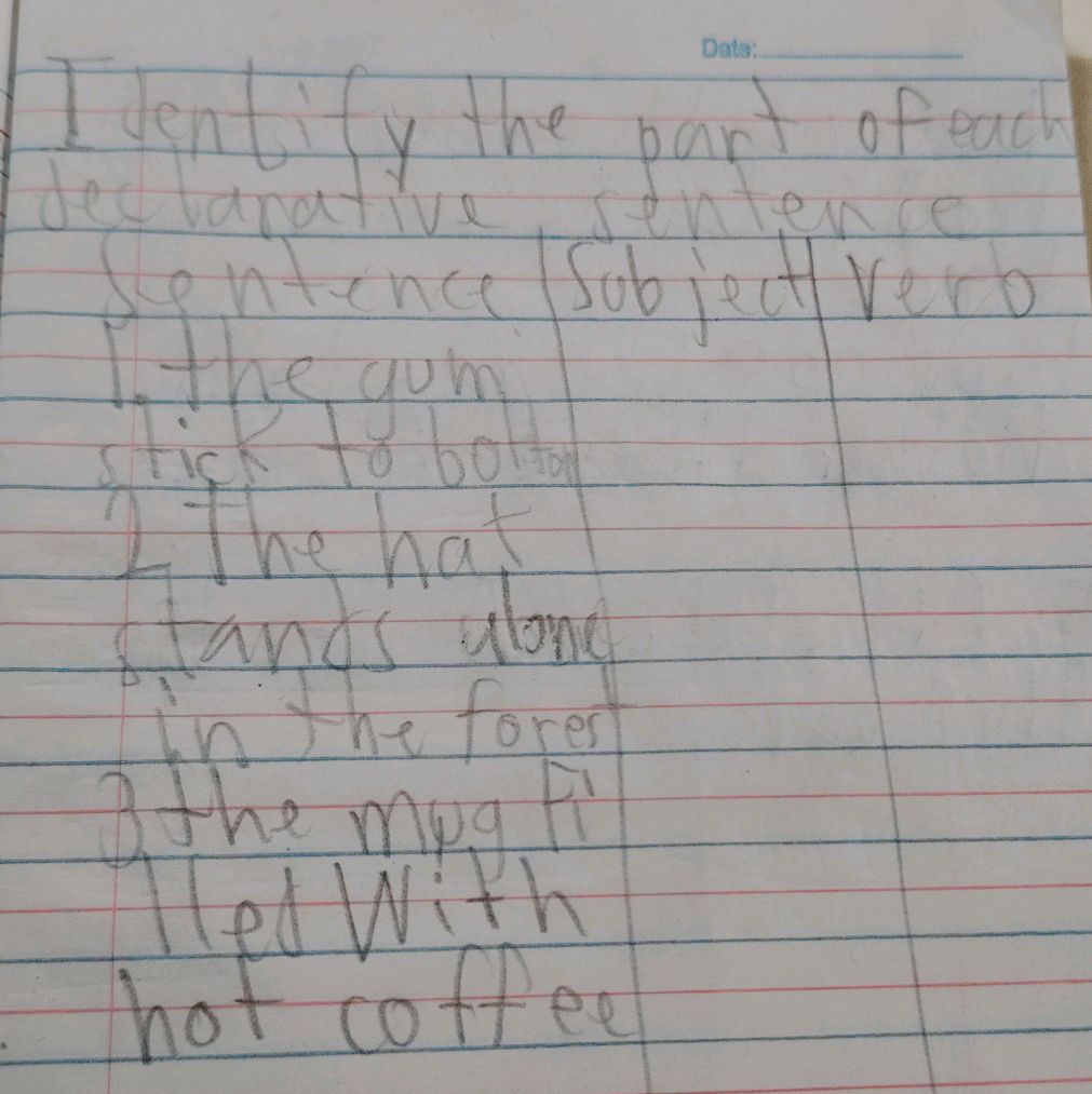 Identify the part of each declarative | StudyX