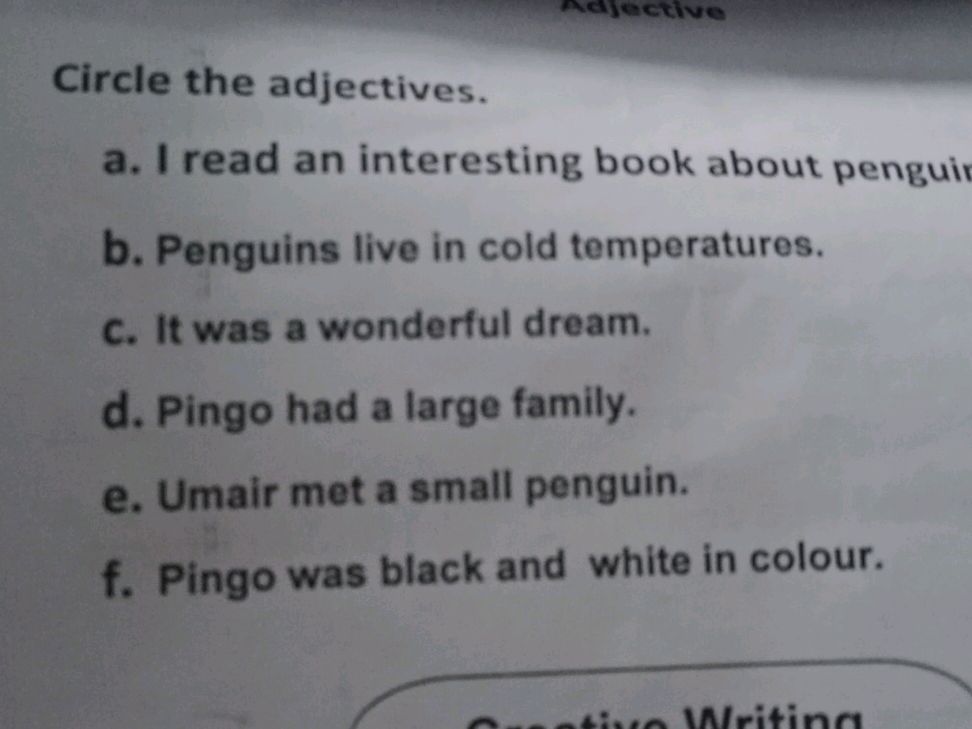 Circle the adjectives. a. I read an | StudyX