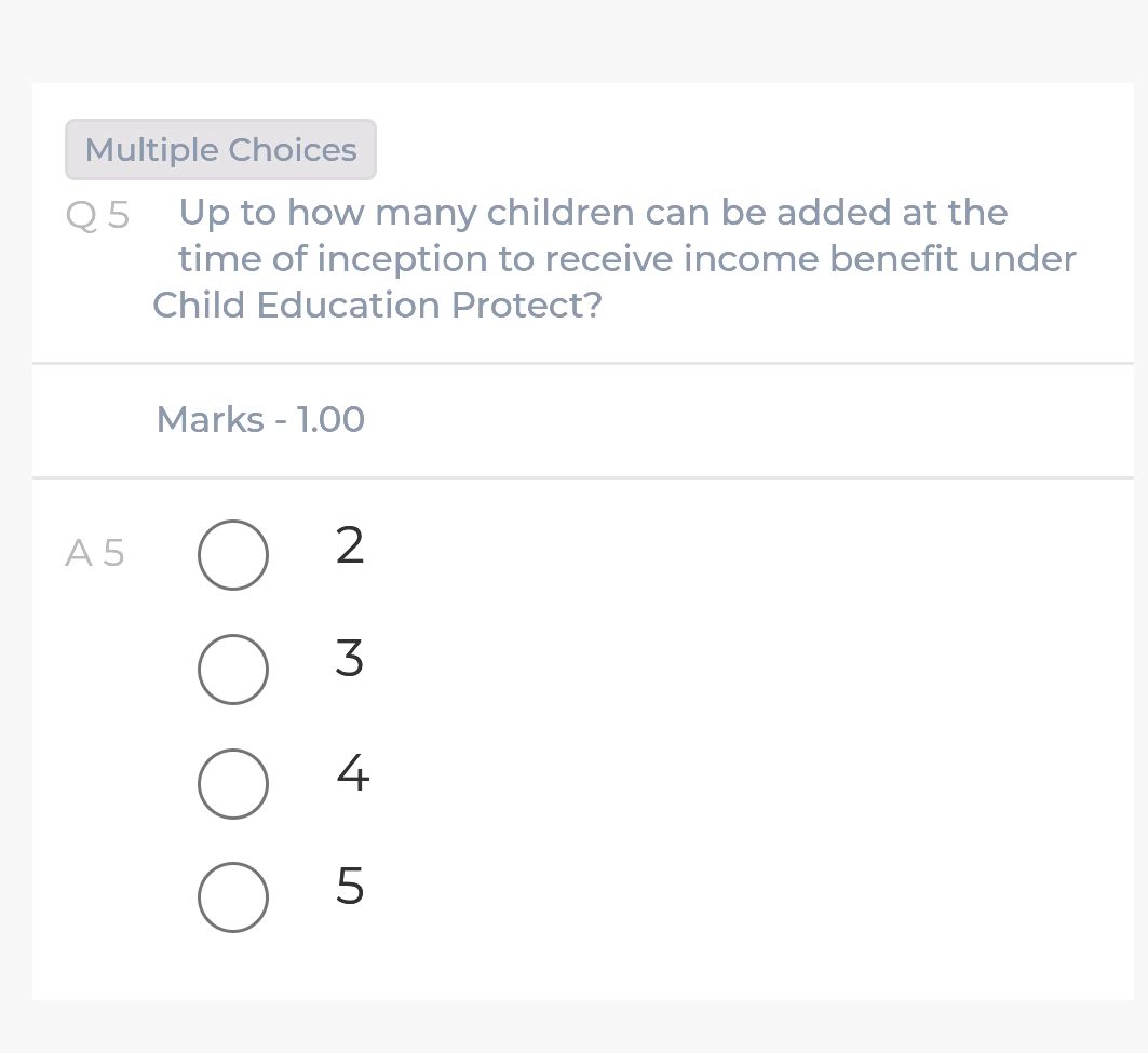 Q5 Up to how many children can be added at