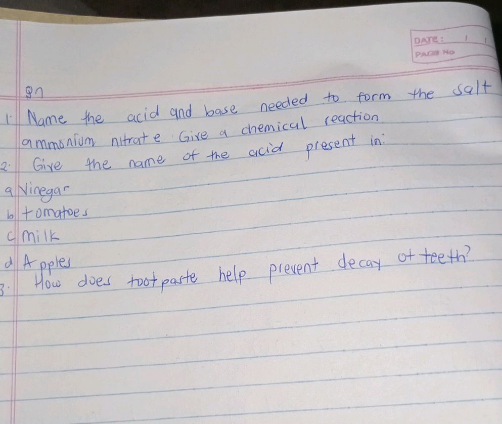 1. Name the acid and base needed to form the | StudyX