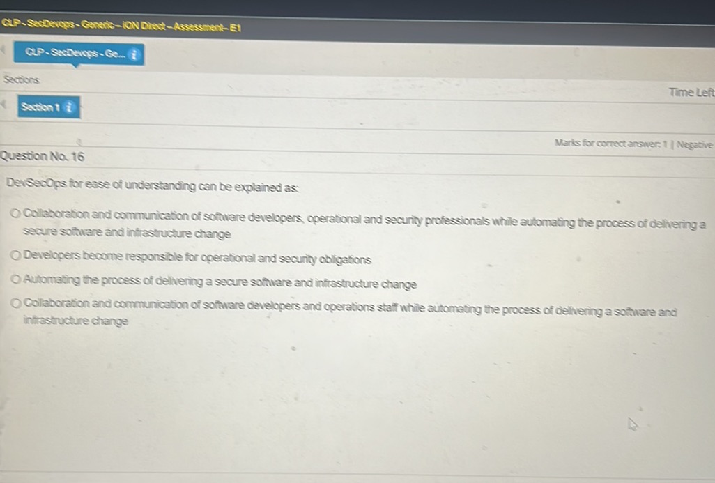 Question No. 16 DevSecOps for ease of | StudyX