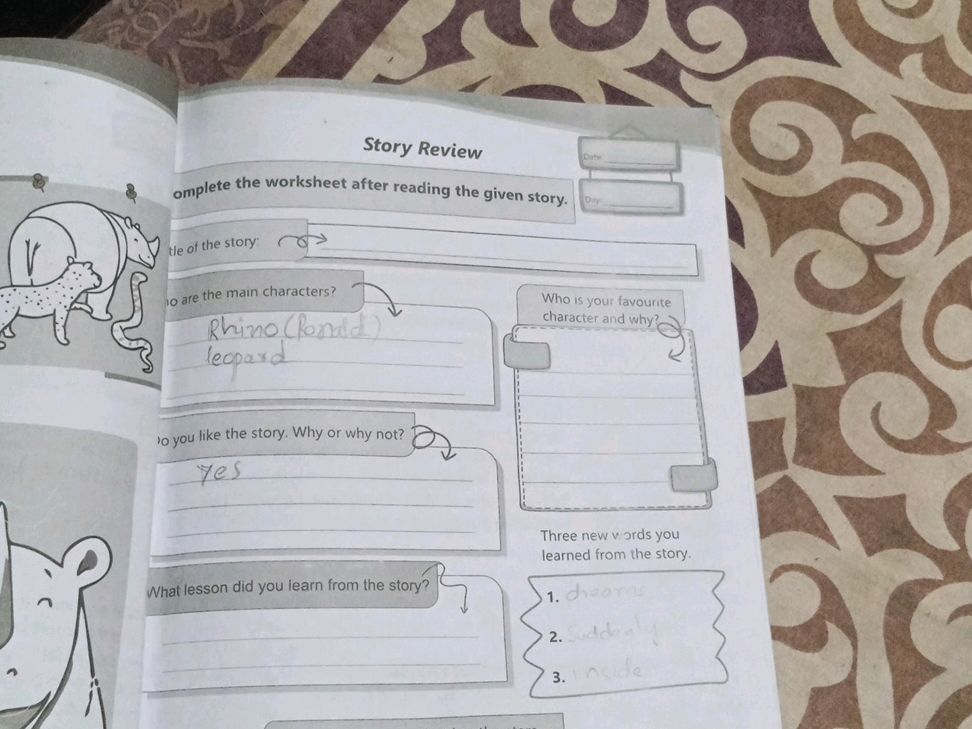 Story Review Complete the worksheet after