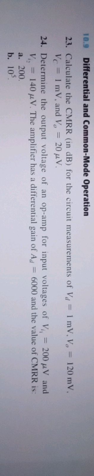 Calculate the CMRR (in dB) for the circuit