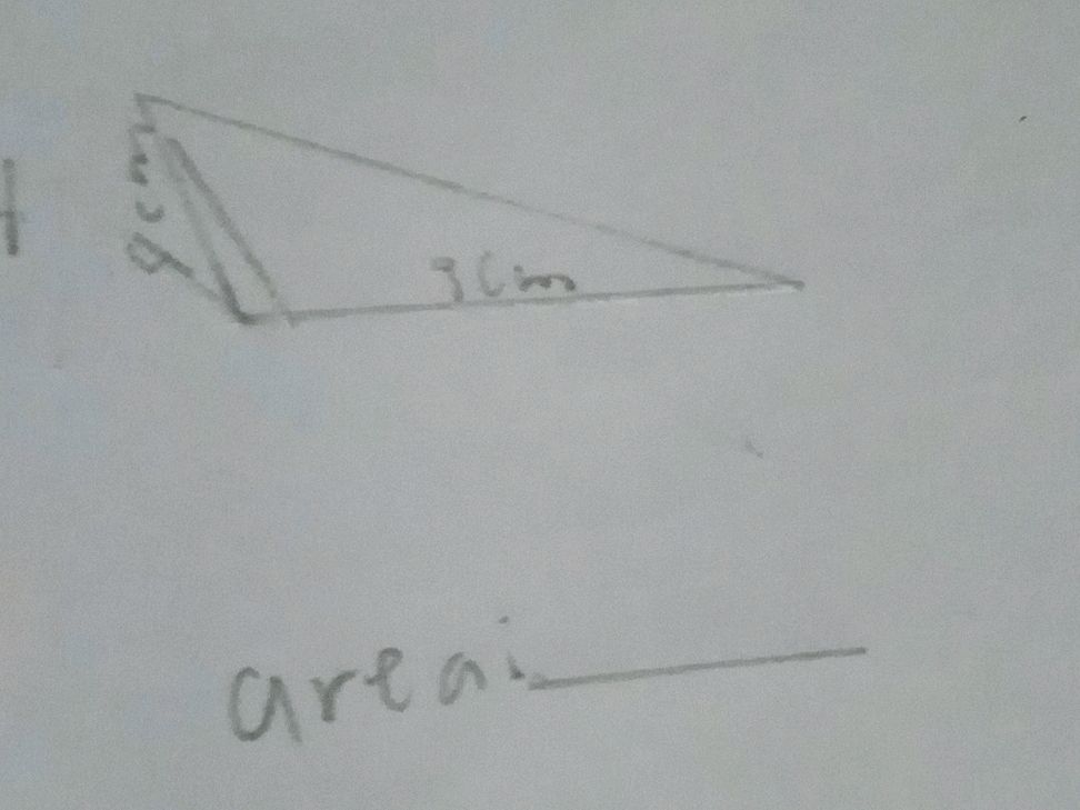 area: There is a triangle with a base of 3cm