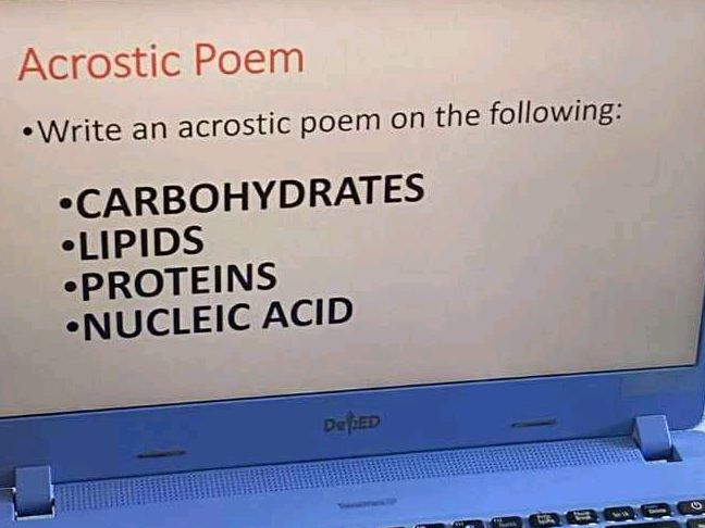 Write an acrostic poem on the following: