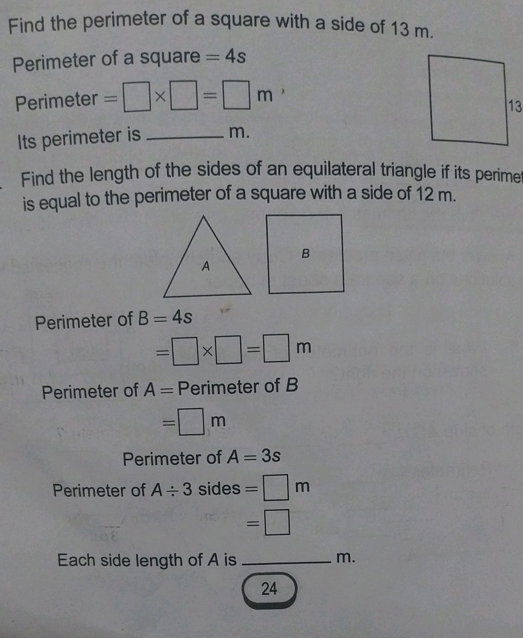 Find the perimeter of a square with a side | StudyX
