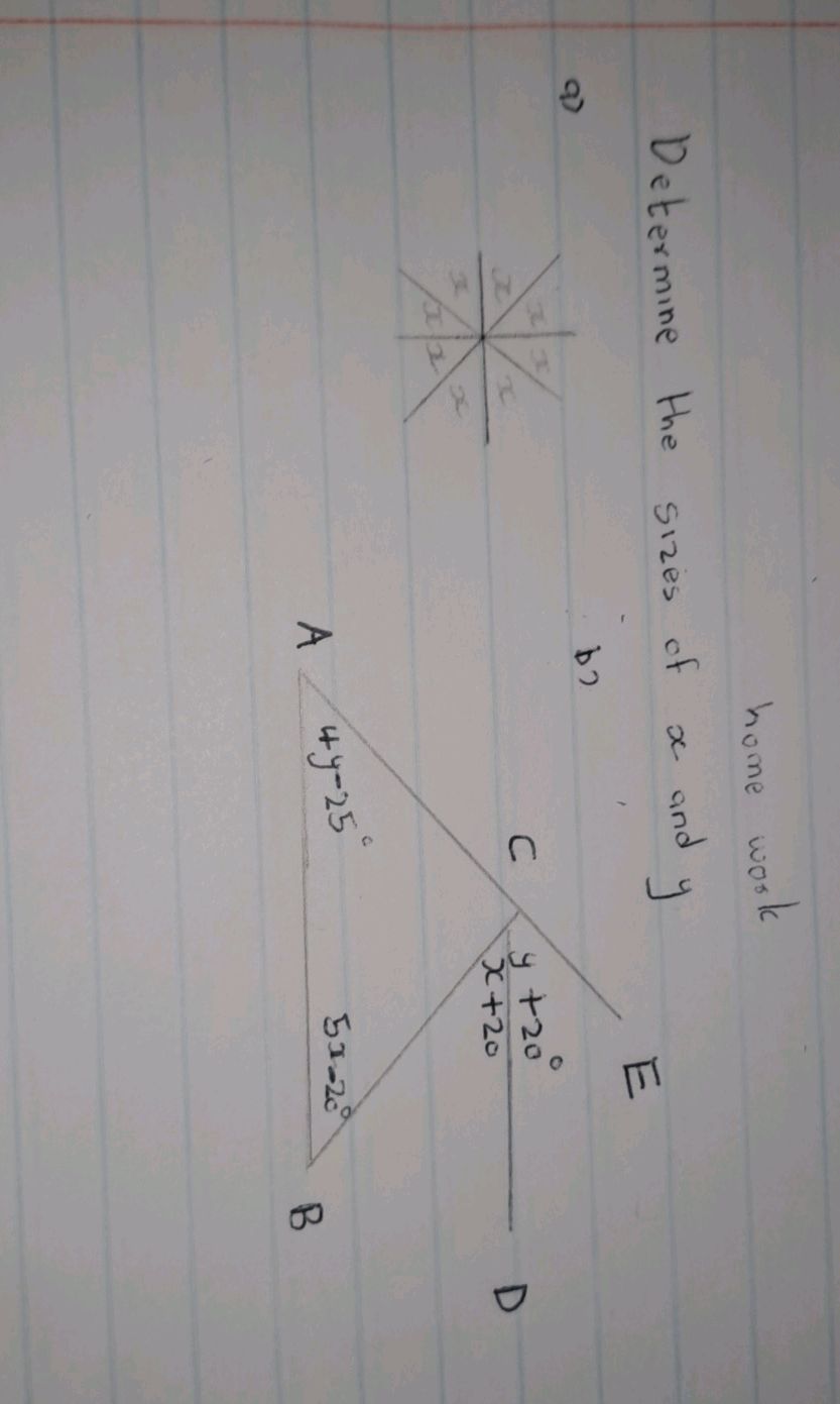 Determine the sizes of x and y. a) (Diagram | StudyX