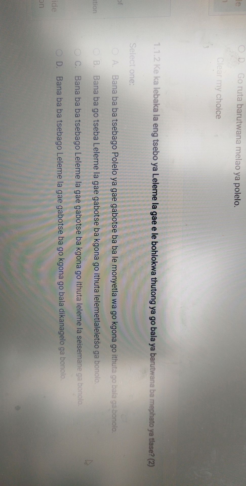 1. 1.2 Ke ka lebaka la eng tsebo ya Leleme | StudyX