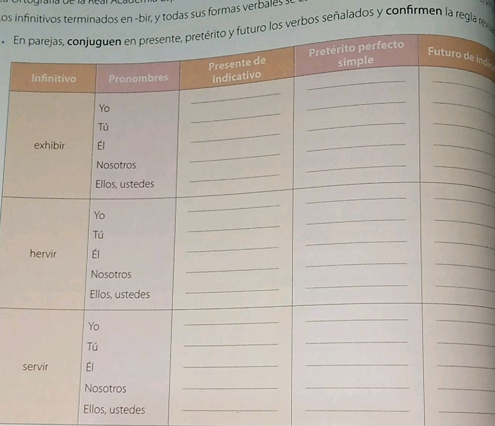 En parejas, conjuguen en presente, pretérito | StudyX