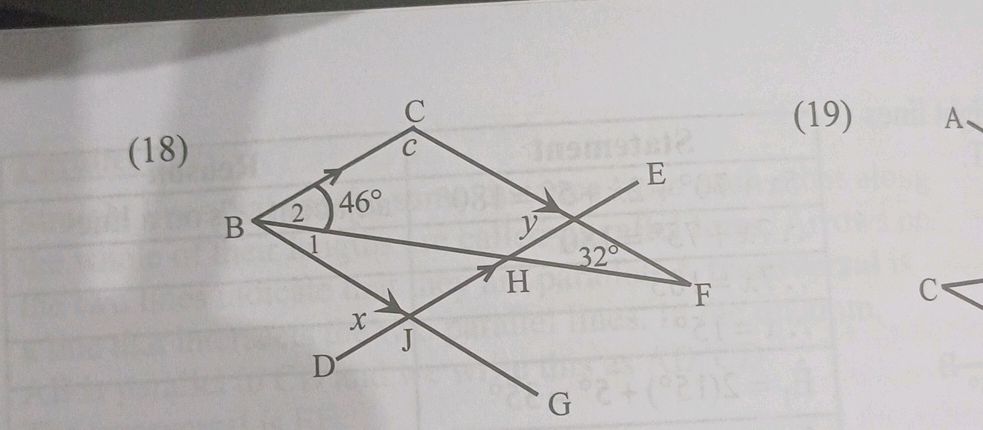 Find the value of angles in the geometry