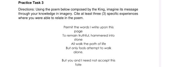 Directions: Using the poem below composed by
