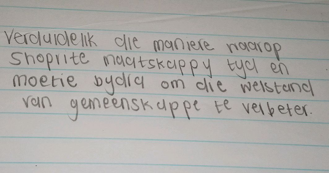 Verduidelik die maniere waarop Shoprite | StudyX