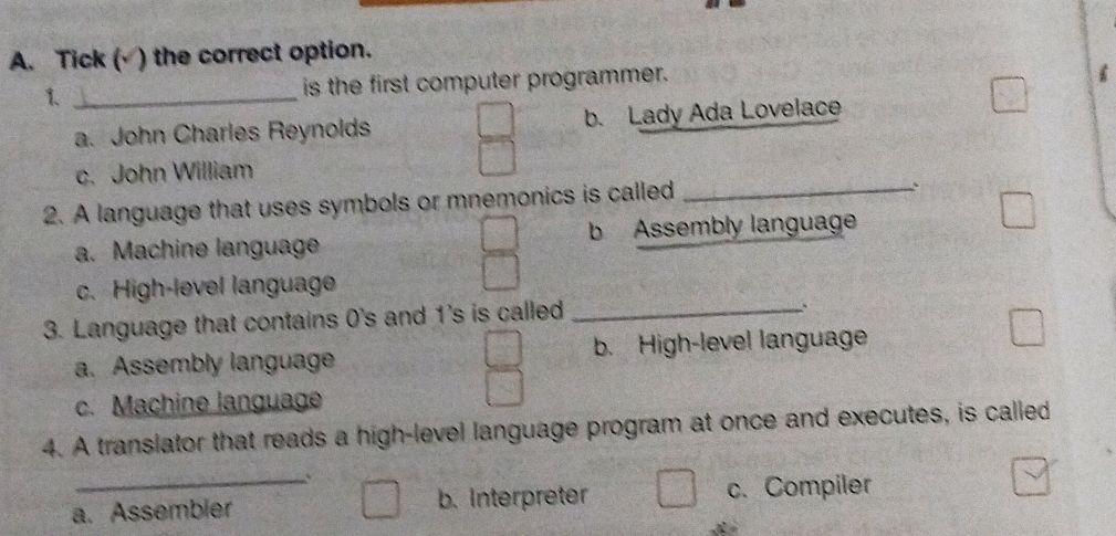 A. Tick ( ) the correct option. 1. is the | StudyX