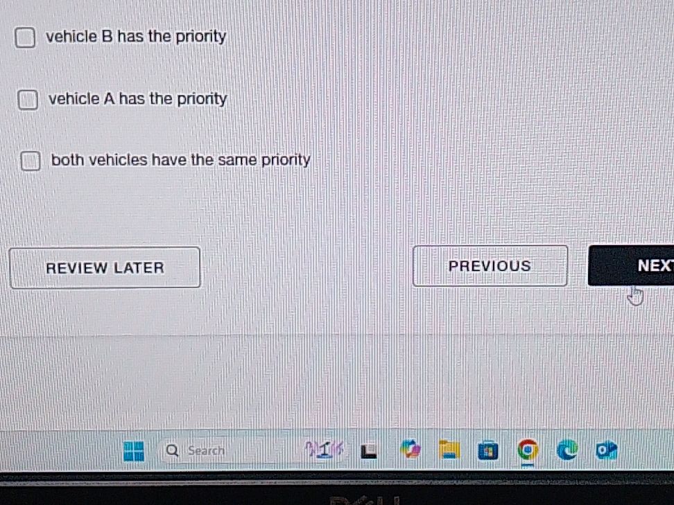 vehicle B has the priority vehicle A has the