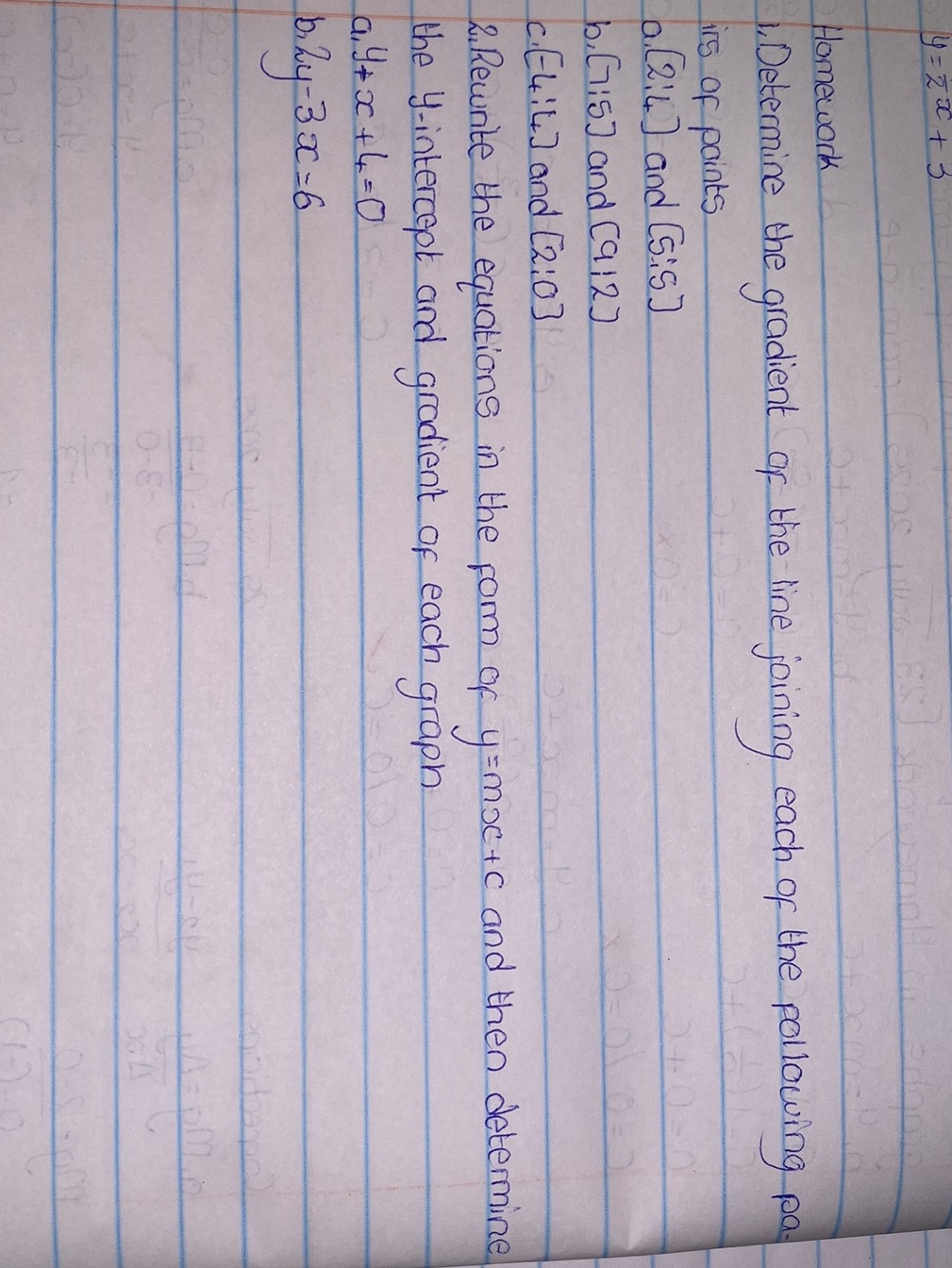 1. Determine the gradient of the line | StudyX