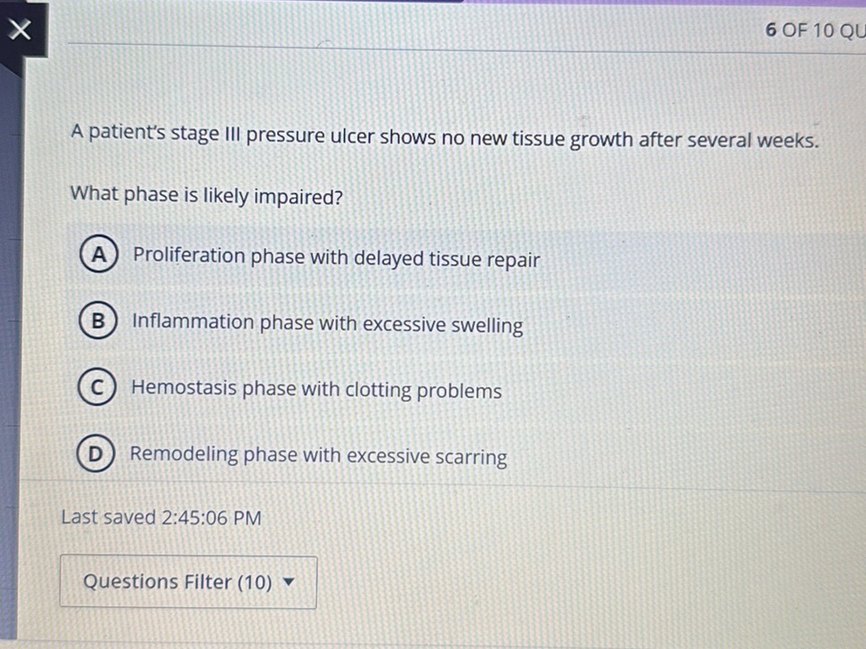 A patient's stage III pressure ulcer shows