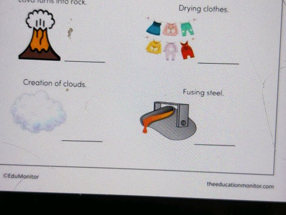 Lava turns into rock. Drying clothes. | StudyX